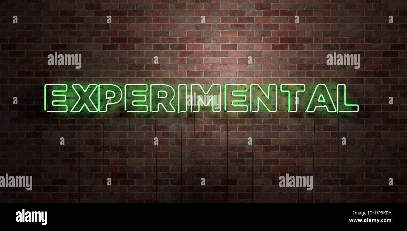 EXPERIMENTAL - fluorescent Neon tube Sign on brickwork - Front view ...