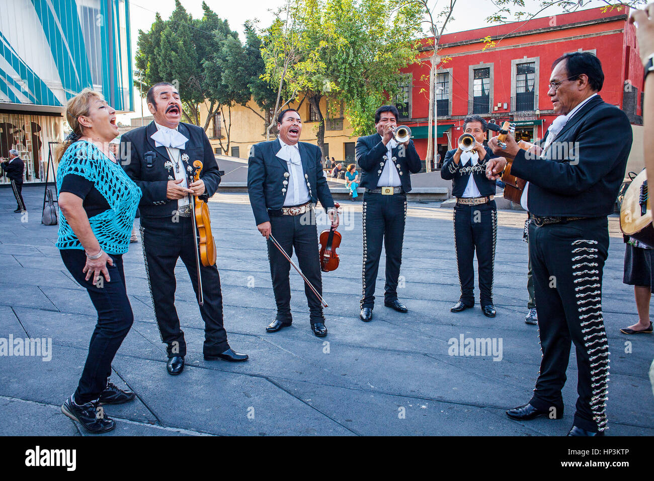 Mariachis playing music, Plaza Garibaldi, square, Mexico City, Mexico ...