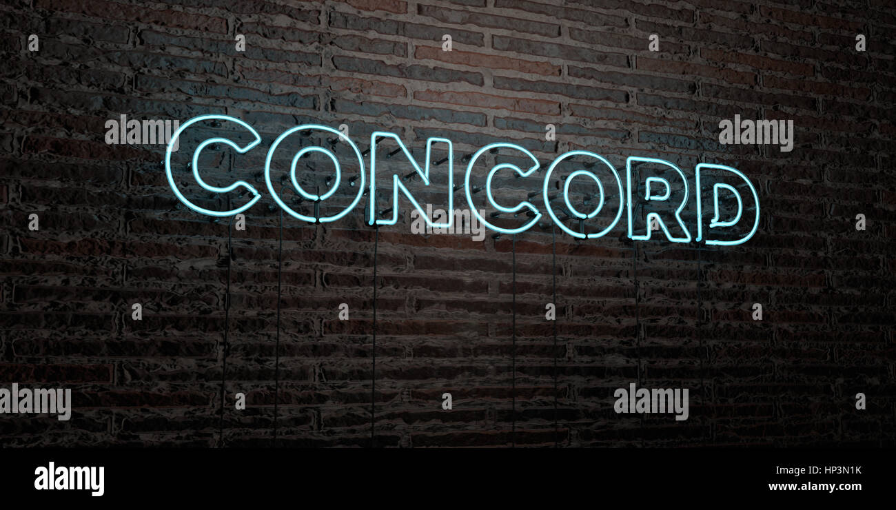 CONCORD -Realistic Neon Sign on Brick Wall background - 3D rendered ...