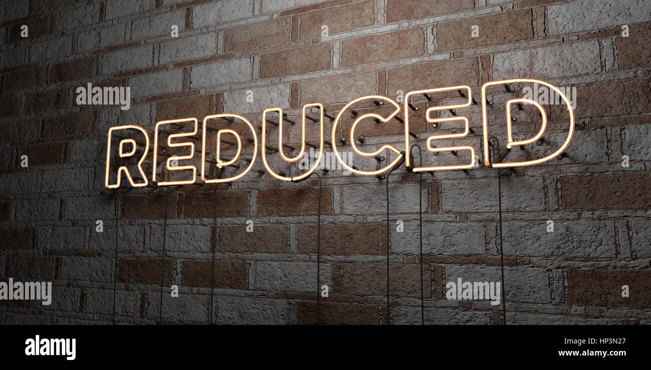 REDUCED - Glowing Neon Sign on stonework wall - 3D rendered royalty ...