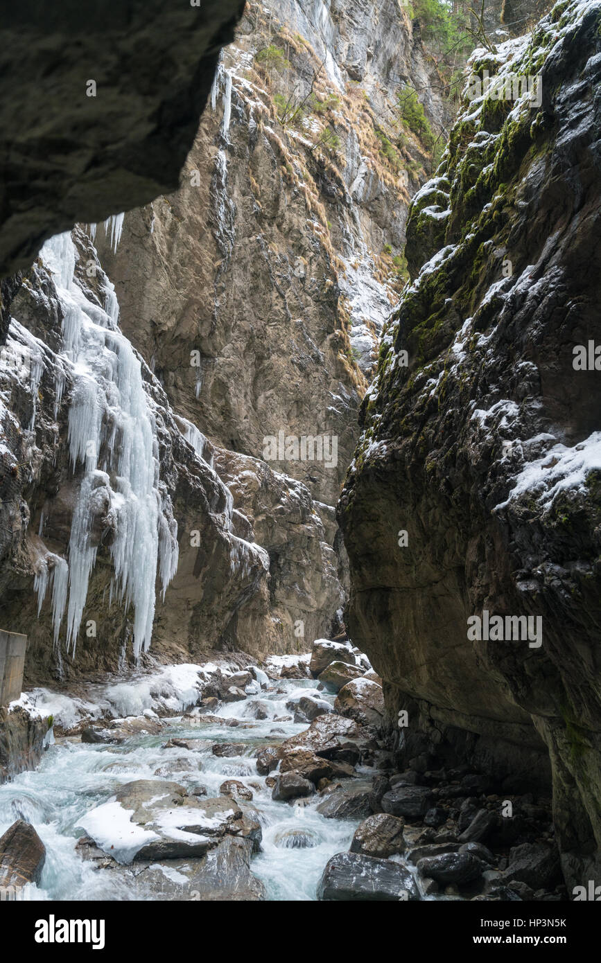 Winter in Gorge Partnachklamm in Garmisch-Partenkirchen, Bavaria ...