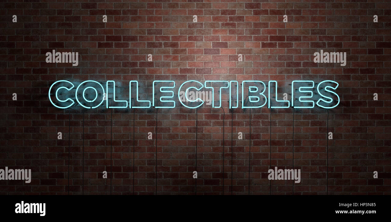 COLLECTIBLES - fluorescent Neon tube Sign on brickwork - Front view ...