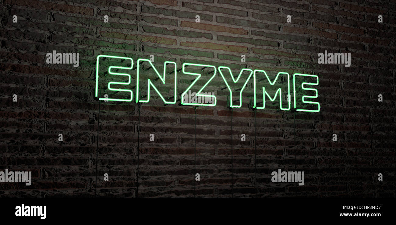 ENZYME -Realistic Neon Sign on Brick Wall background - 3D rendered ...