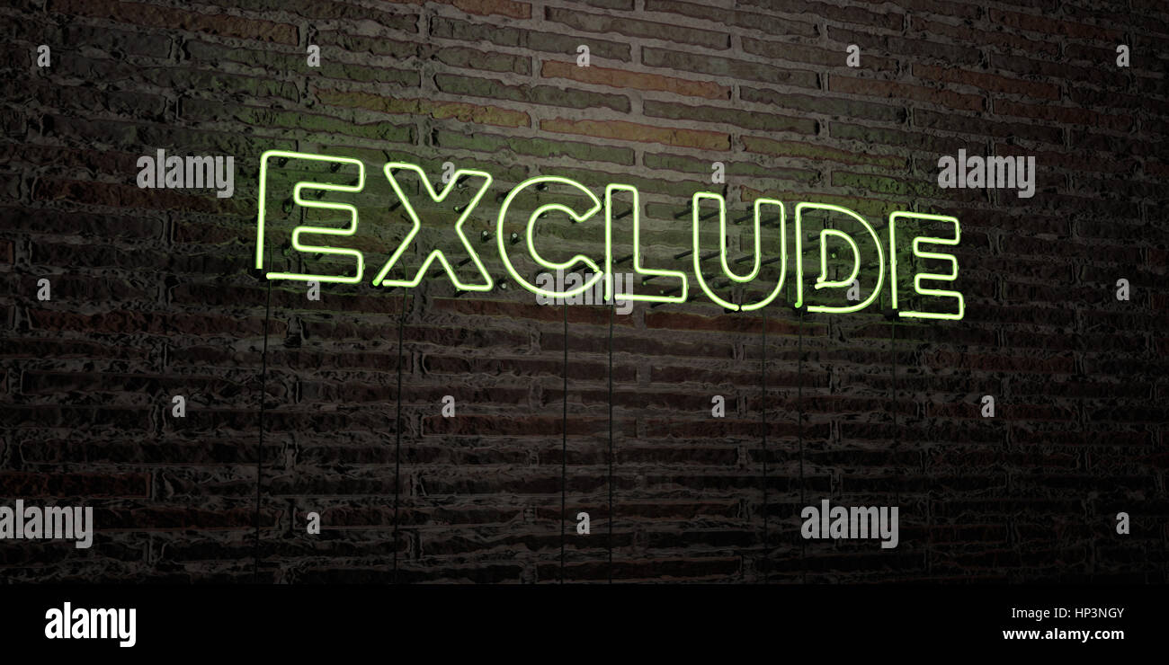 EXCLUDE -Realistic Neon Sign on Brick Wall background - 3D rendered ...