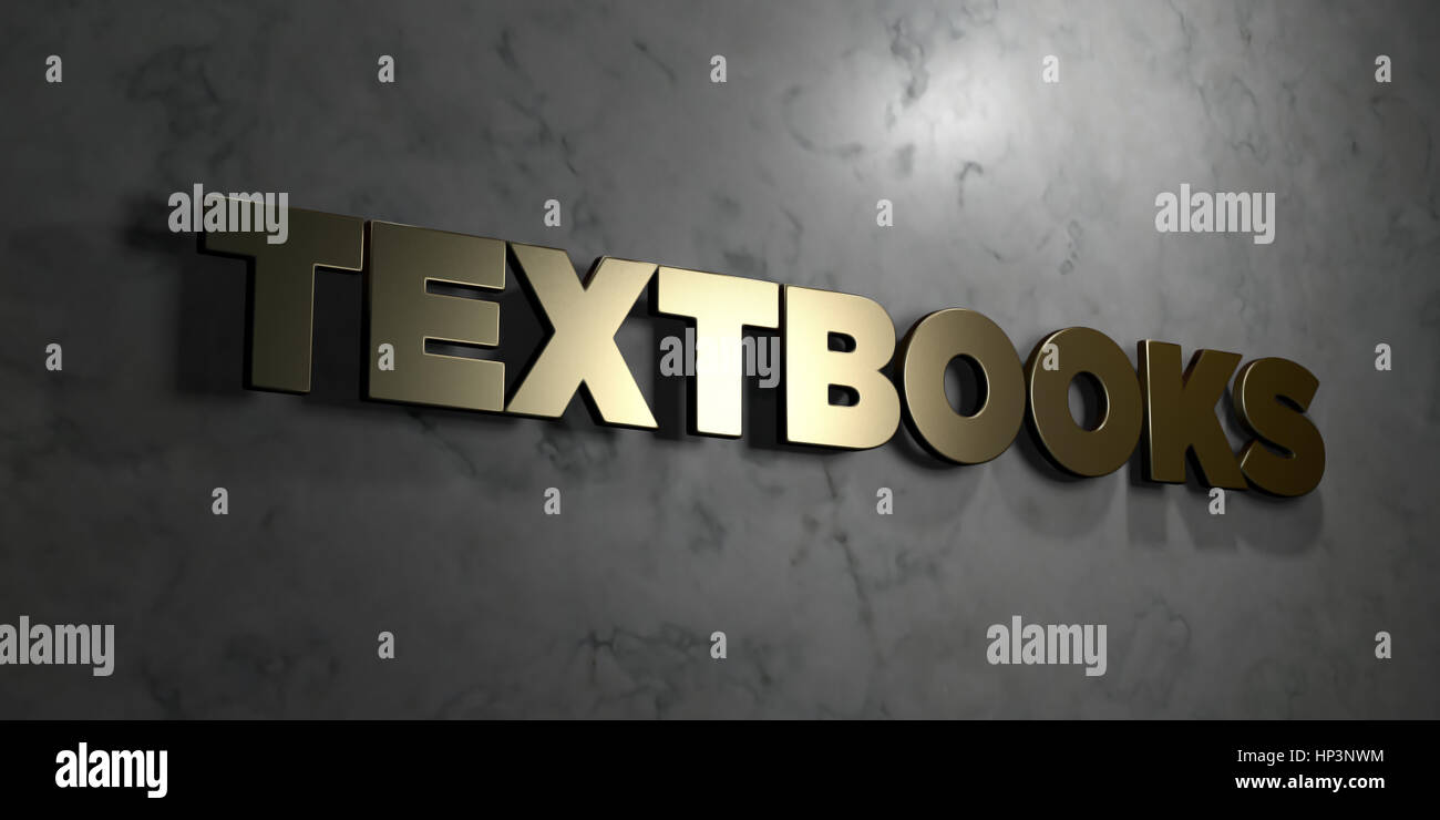 Textbooks - Gold sign mounted on glossy marble wall - 3D rendered ...