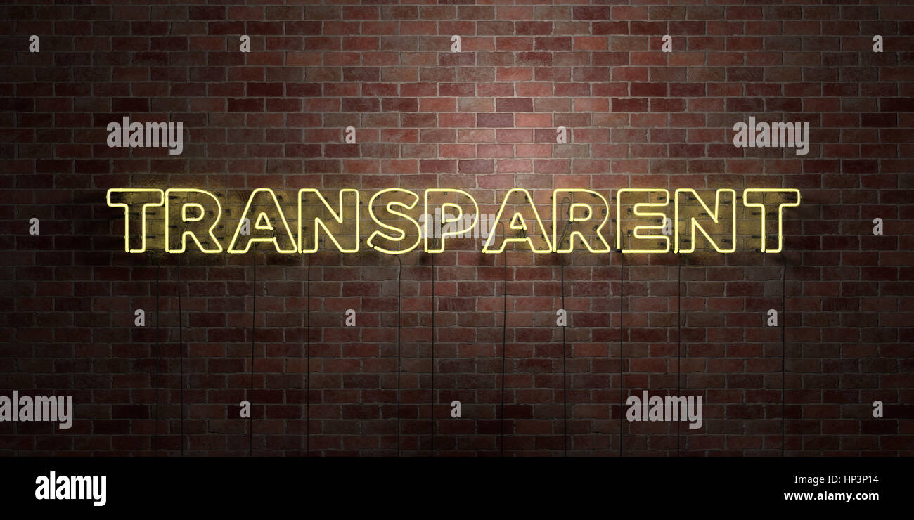 TRANSPARENT - fluorescent Neon tube Sign on brickwork - Front view - 3D ...