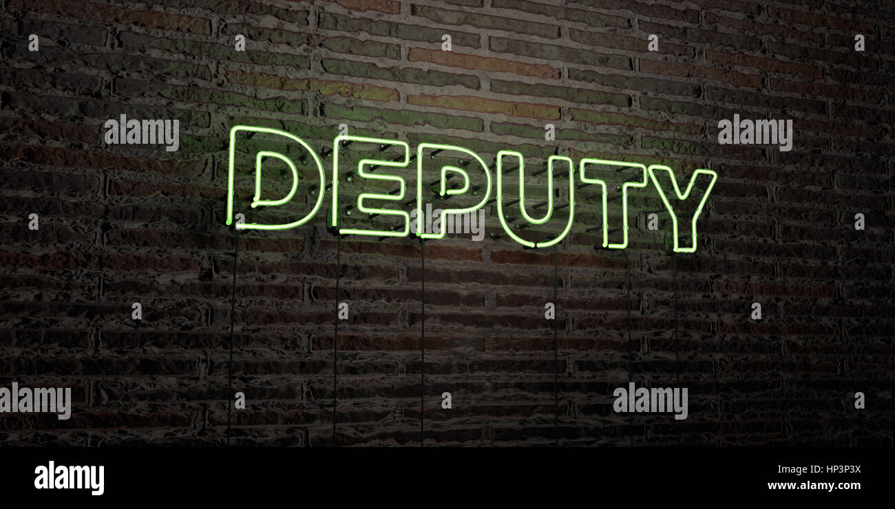 DEPUTY -Realistic Neon Sign on Brick Wall background - 3D rendered ...