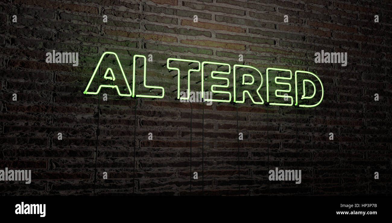 ALTERED -Realistic Neon Sign on Brick Wall background - 3D rendered ...