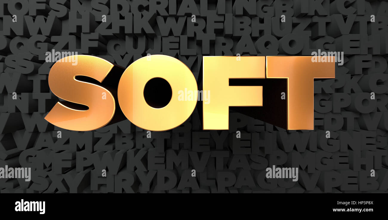 Soft - Gold text on black background - 3D rendered royalty free stock ...