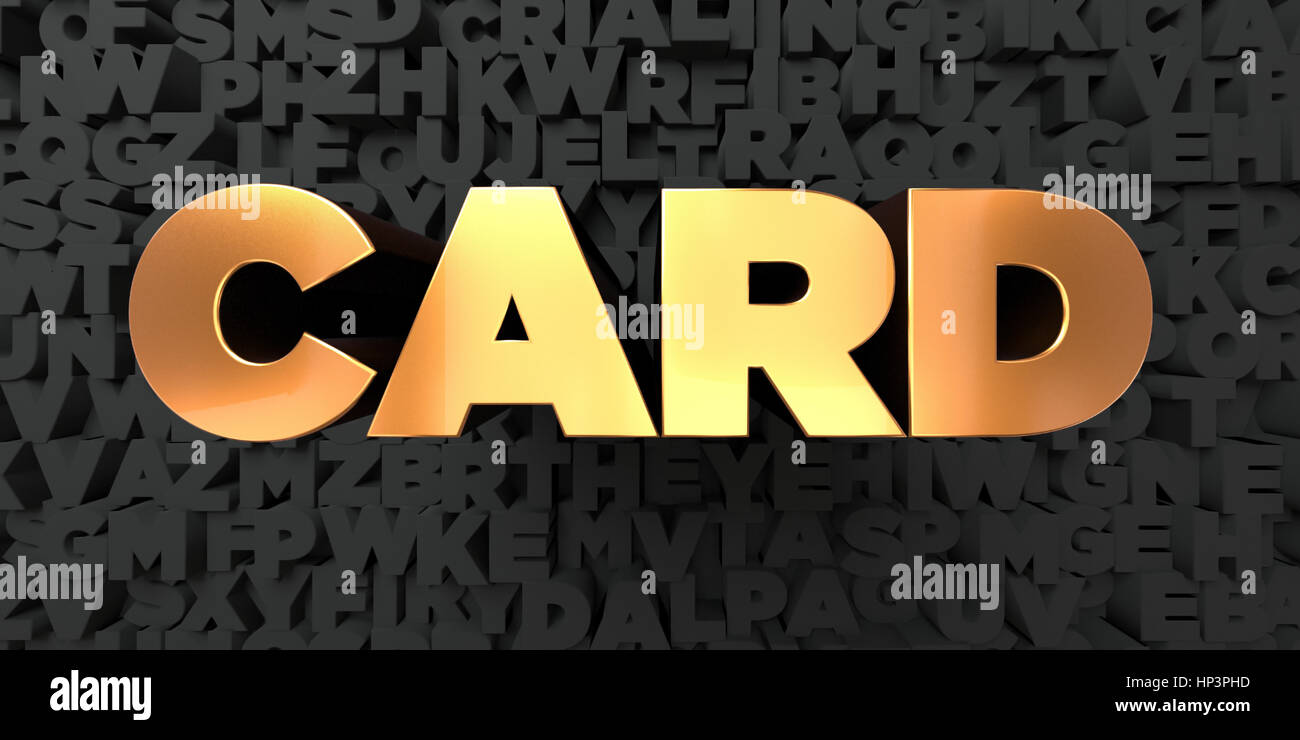 Card - Gold text on black background - 3D rendered royalty free stock ...