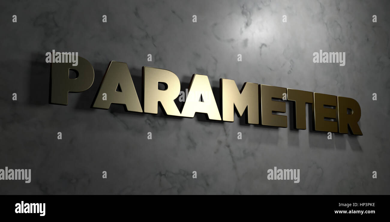 Parameter - Gold sign mounted on glossy marble wall - 3D rendered ...