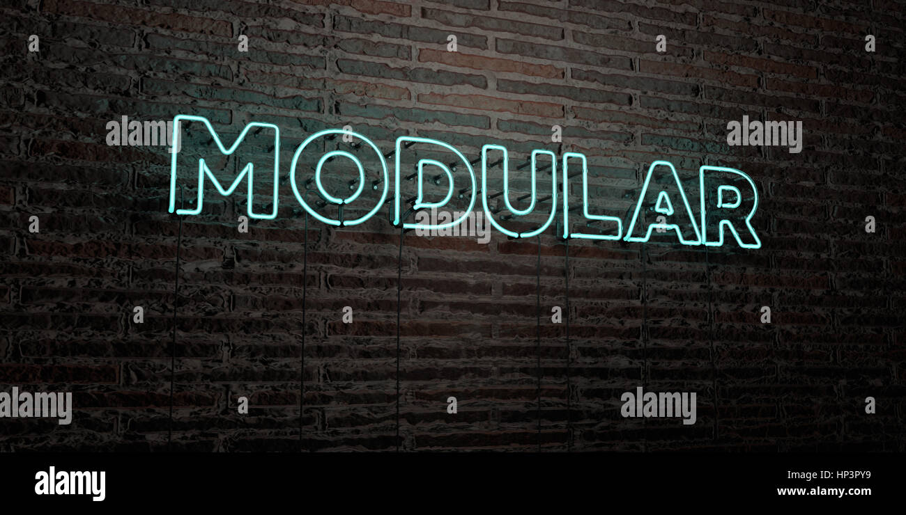 MODULAR -Realistic Neon Sign on Brick Wall background - 3D rendered ...