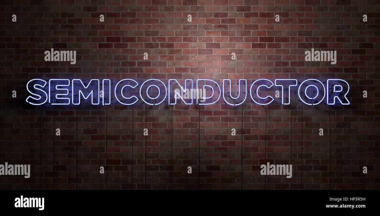SEMICONDUCTOR - fluorescent Neon tube Sign on brickwork - Front view ...