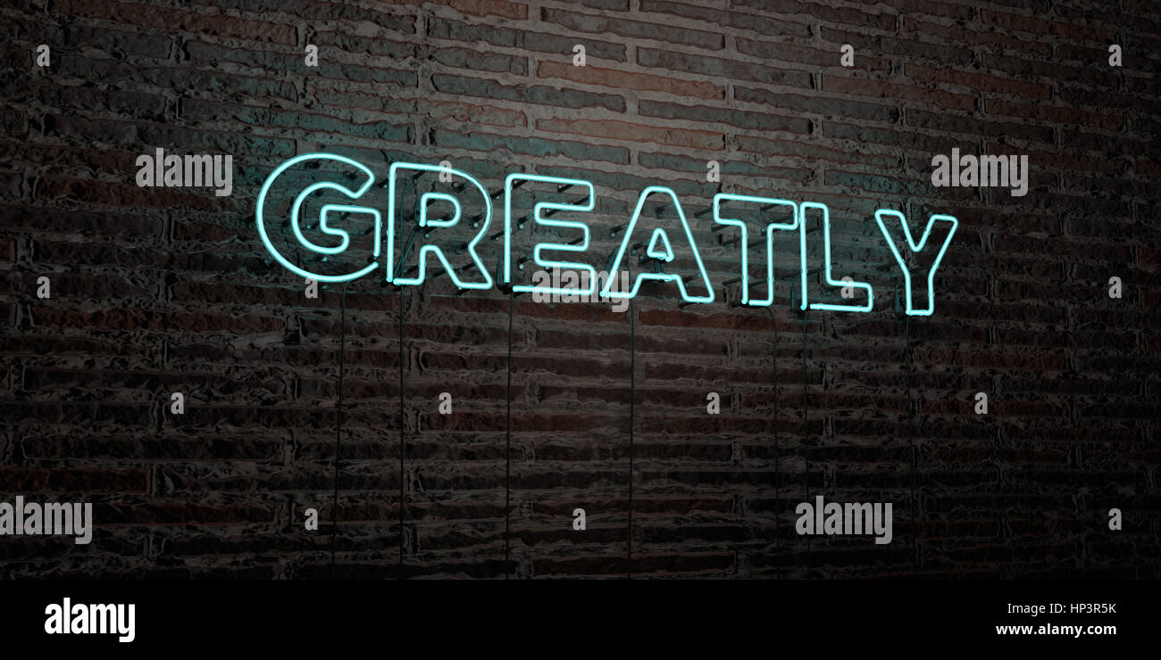 GREATLY -Realistic Neon Sign on Brick Wall background - 3D rendered ...