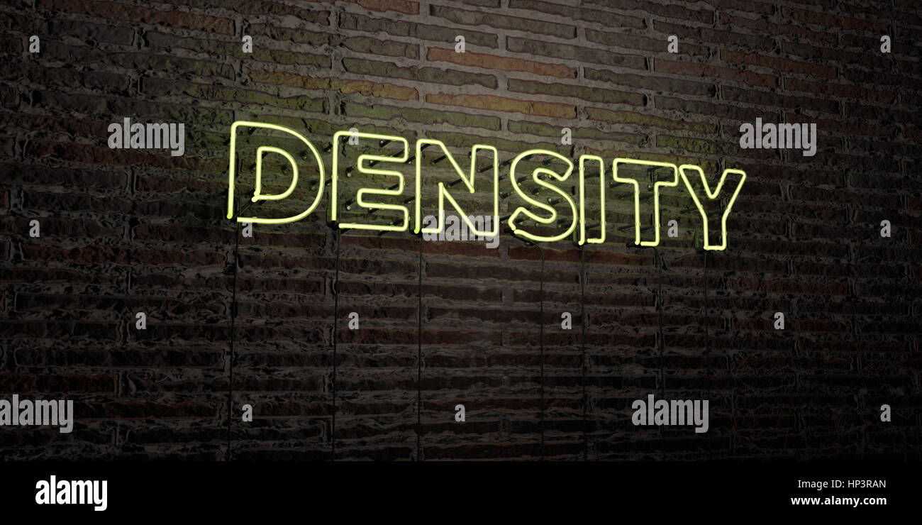 DENSITY -Realistic Neon Sign on Brick Wall background - 3D rendered ...
