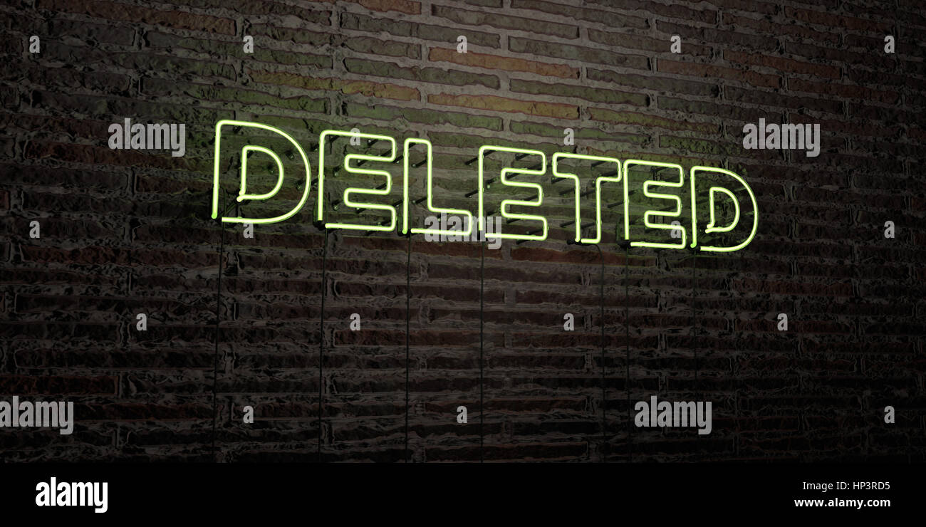 DELETED -Realistic Neon Sign on Brick Wall background - 3D rendered ...