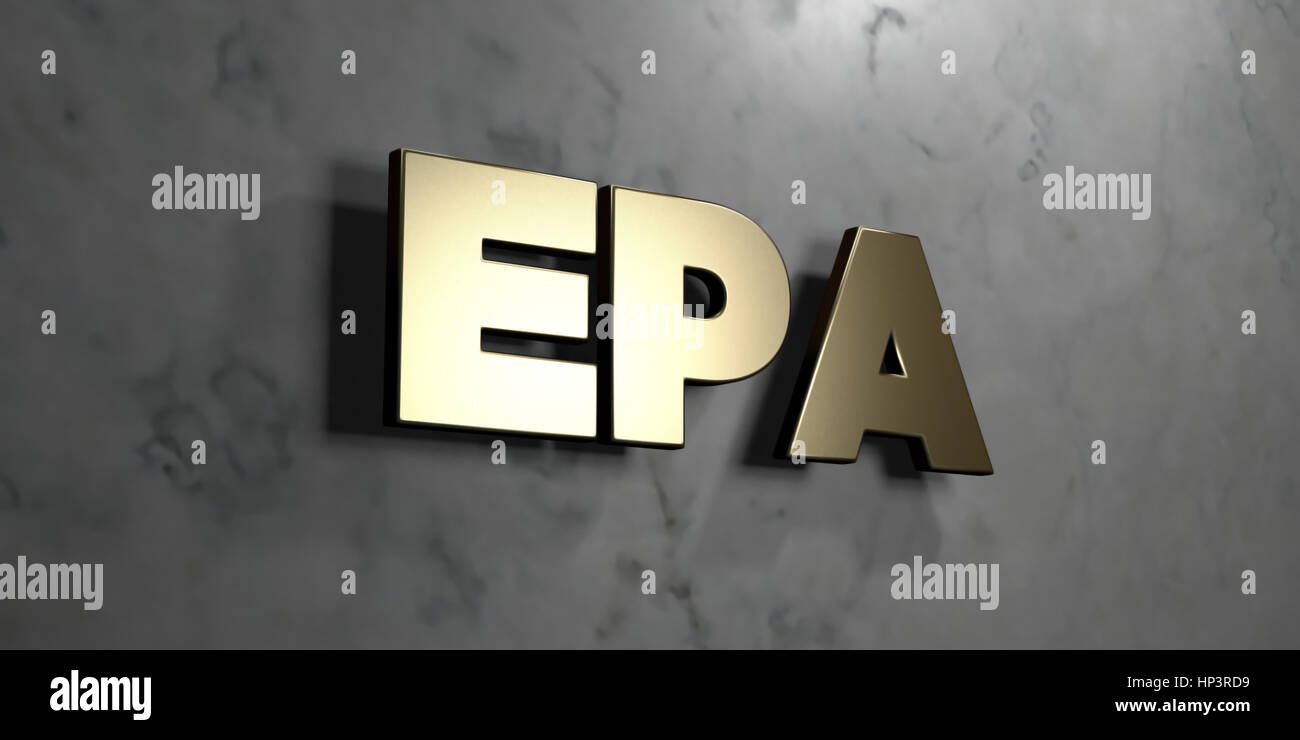 Epa - Gold sign mounted on glossy marble wall - 3D rendered royalty ...