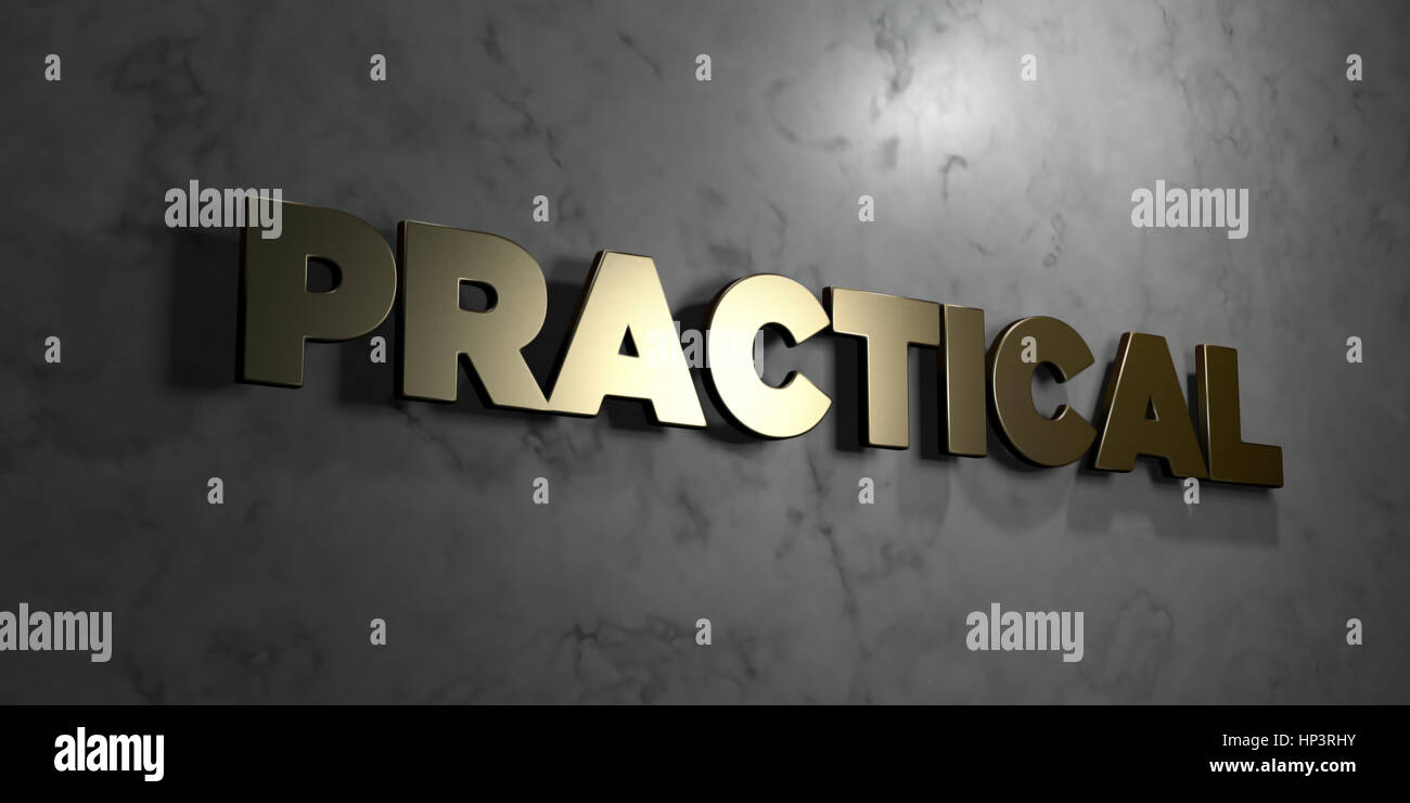 Practical - Gold sign mounted on glossy marble wall - 3D rendered ...