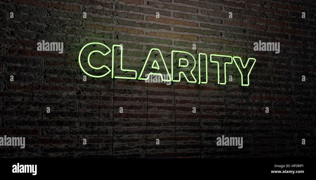 CLARITY -Realistic Neon Sign on Brick Wall background - 3D rendered ...