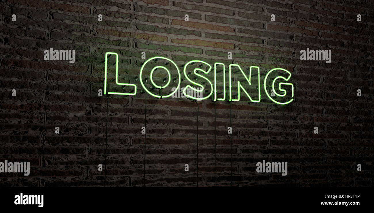 LOSING -Realistic Neon Sign on Brick Wall background - 3D rendered ...