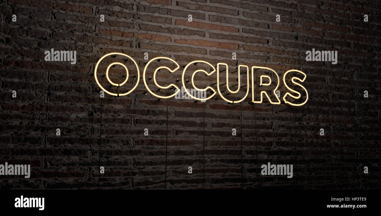 OCCURS -Realistic Neon Sign on Brick Wall background - 3D rendered ...