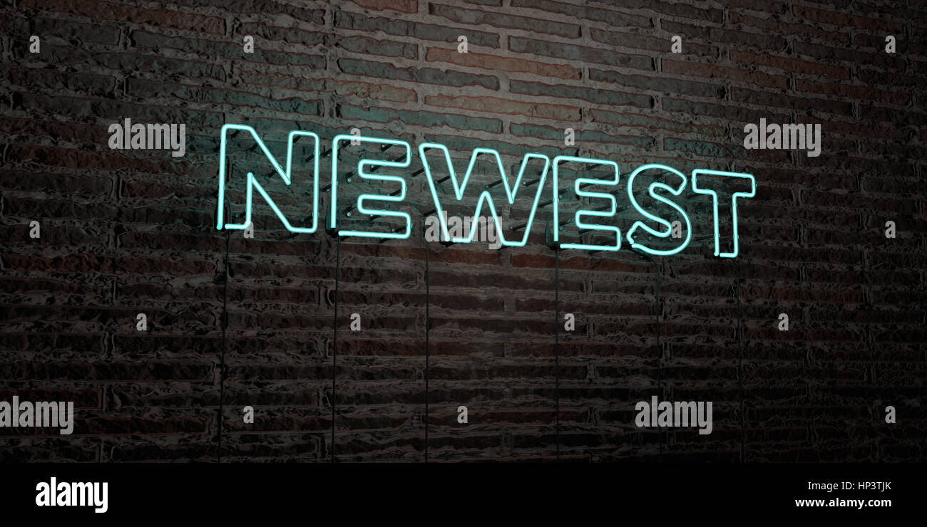 NEWEST -Realistic Neon Sign on Brick Wall background - 3D rendered ...