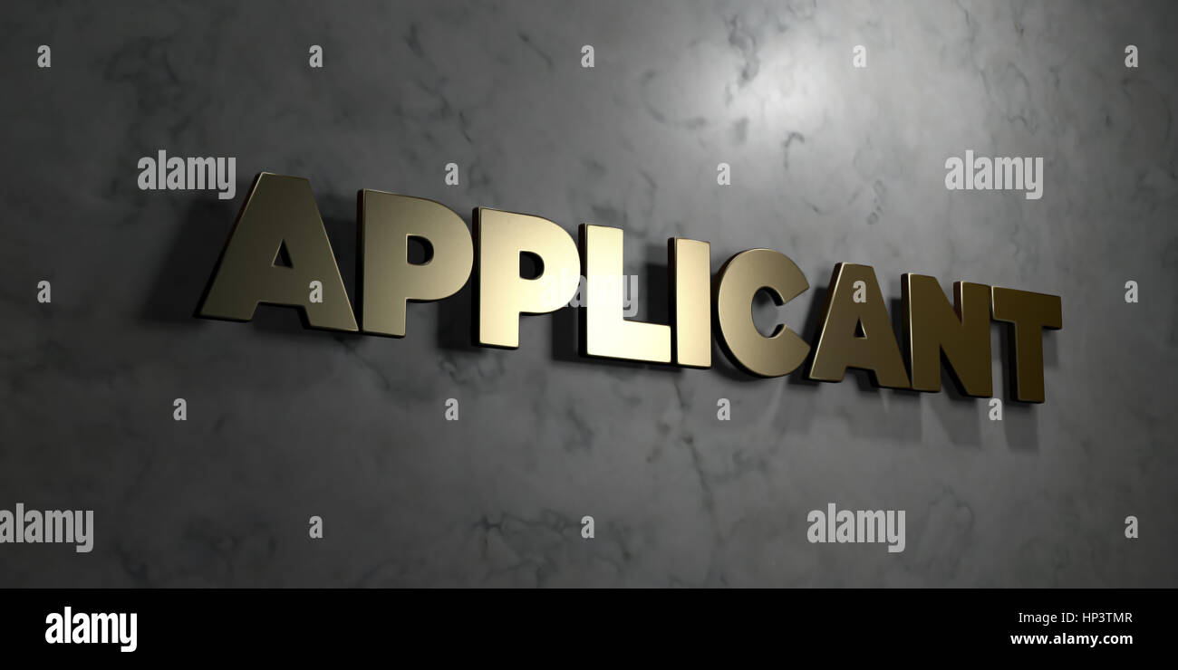 Applicant - Gold sign mounted on glossy marble wall - 3D rendered ...