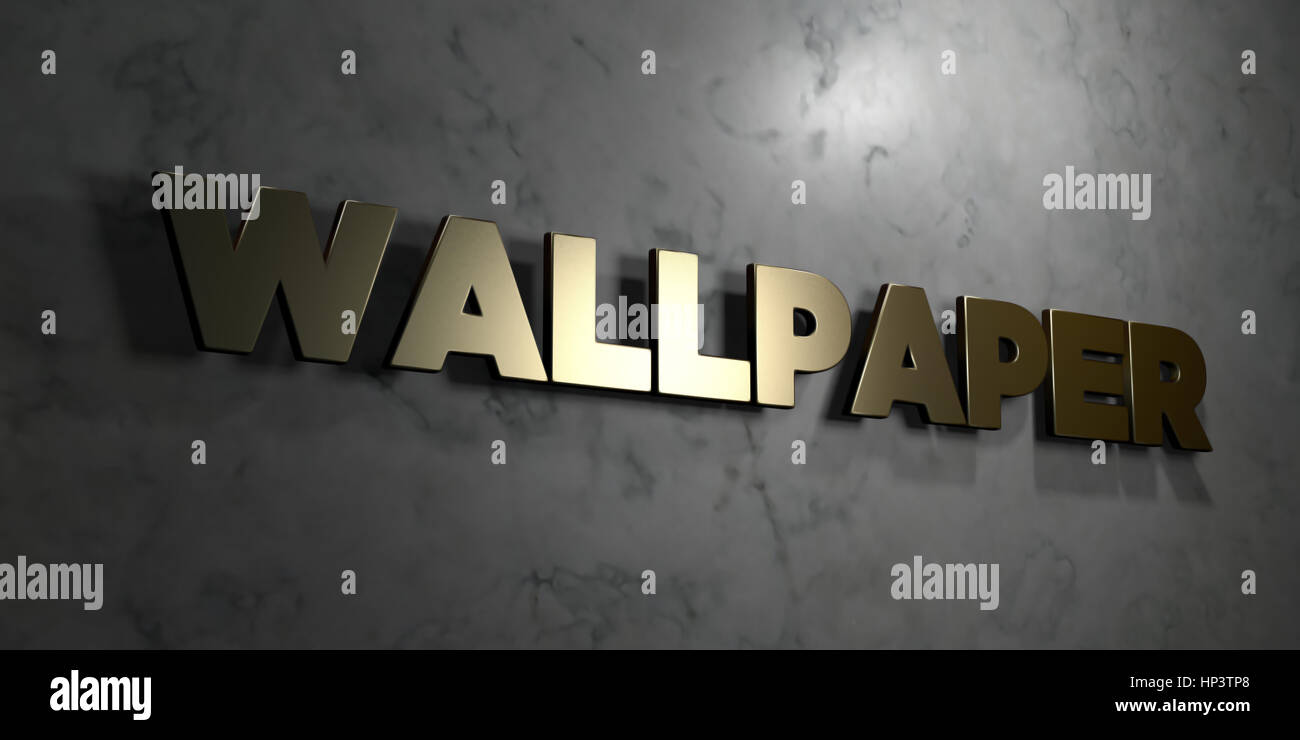 Wallpaper - Gold sign mounted on glossy marble wall - 3D rendered ...