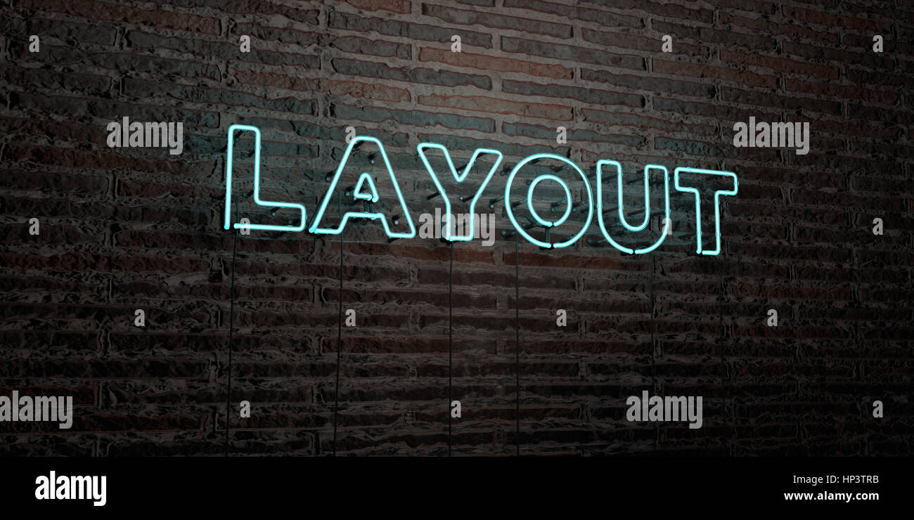 LAYOUT -Realistic Neon Sign on Brick Wall background - 3D rendered ...