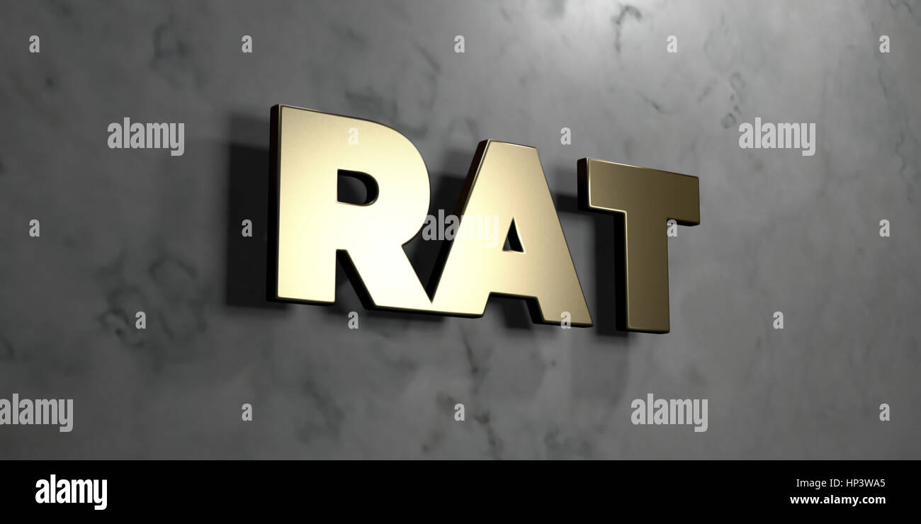 Rat - Gold sign mounted on glossy marble wall - 3D rendered royalty ...