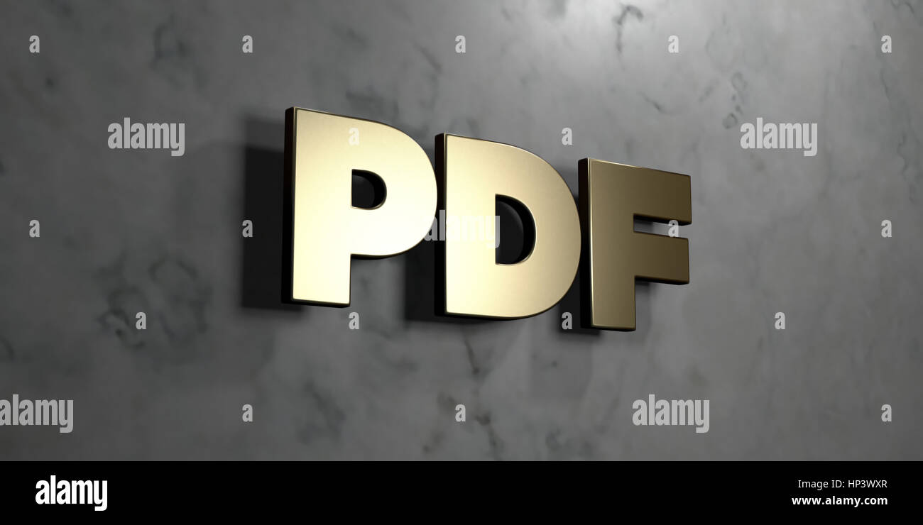Pdf - Gold sign mounted on glossy marble wall - 3D rendered royalty ...