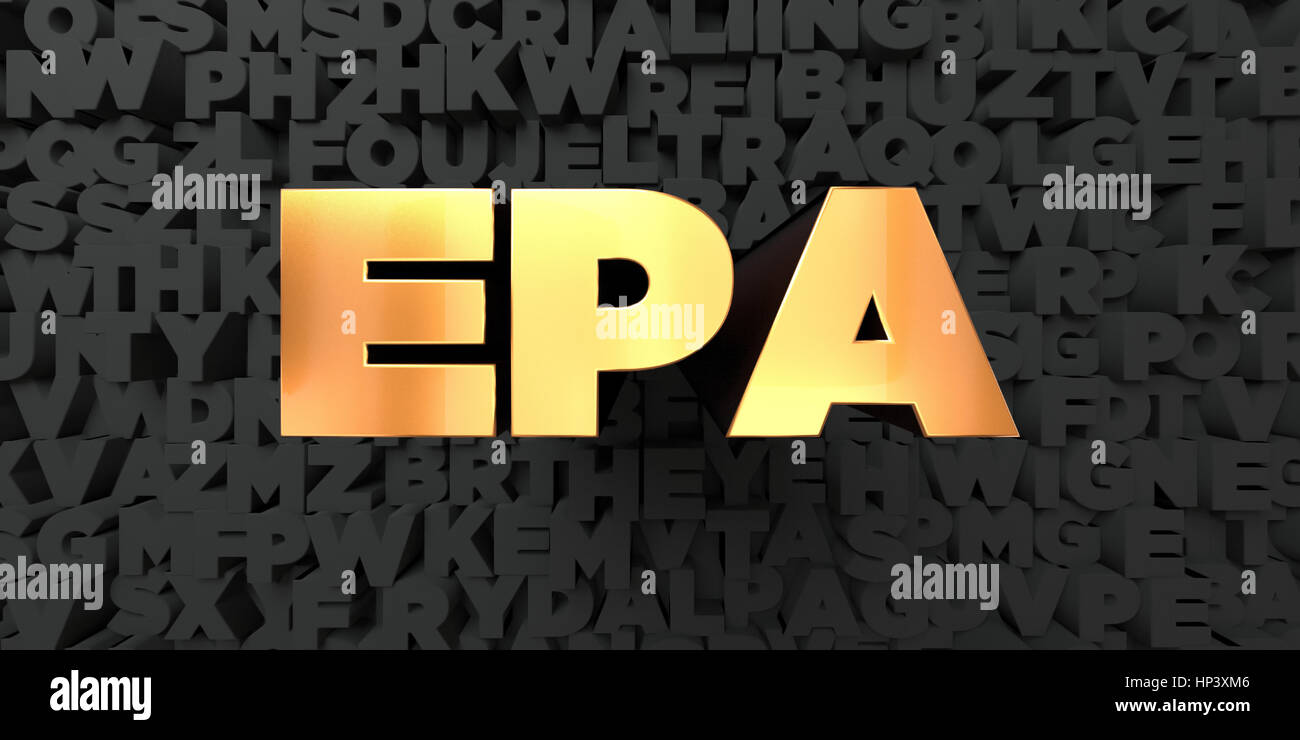 Epa - Gold text on black background - 3D rendered royalty free stock ...