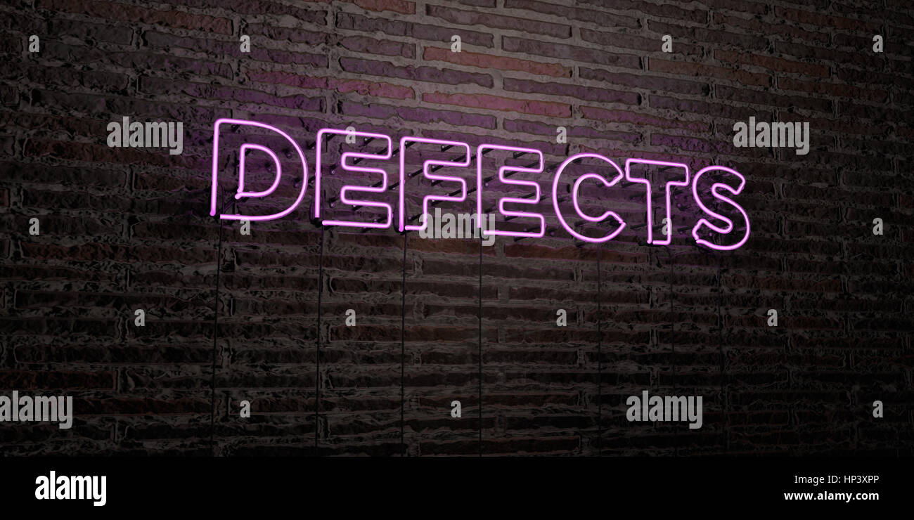 DEFECTS -Realistic Neon Sign on Brick Wall background - 3D rendered ...