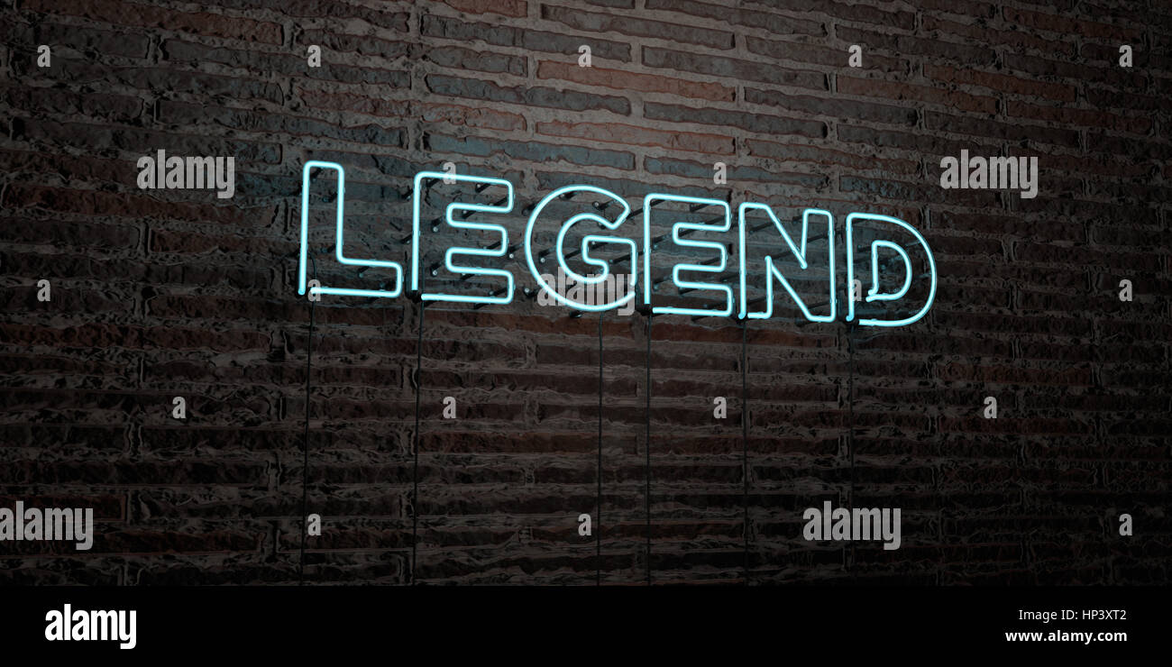 LEGEND -Realistic Neon Sign on Brick Wall background - 3D rendered ...