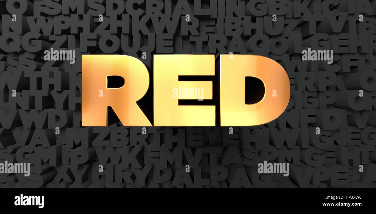 Red - Gold text on black background - 3D rendered royalty free stock ...