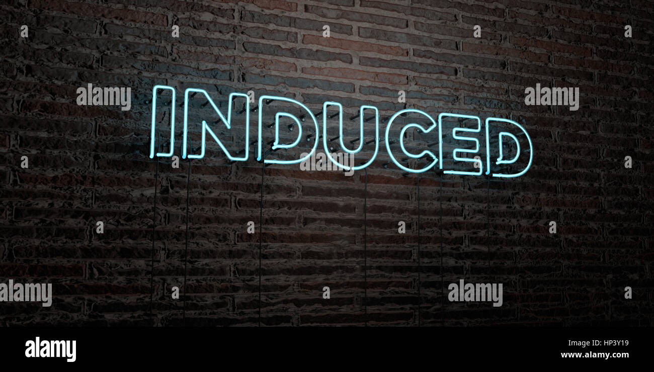 INDUCED -Realistic Neon Sign on Brick Wall background - 3D rendered ...