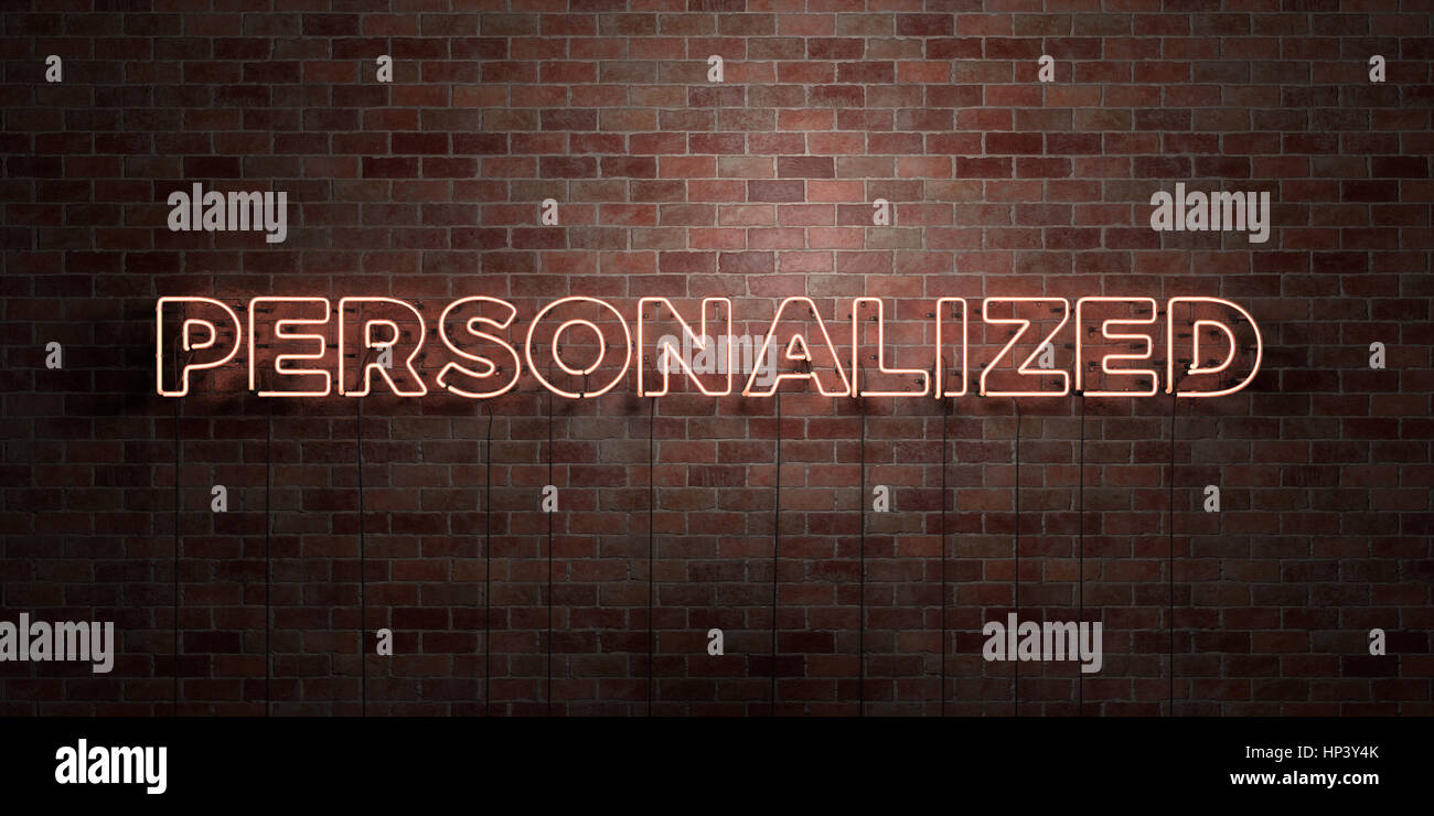 PERSONALIZED - fluorescent Neon tube Sign on brickwork - Front view ...