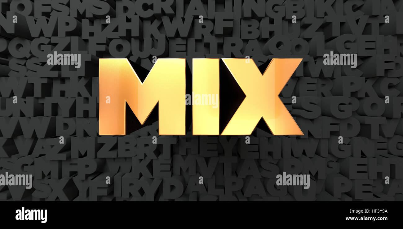 Mix - Gold text on black background - 3D rendered royalty free stock ...