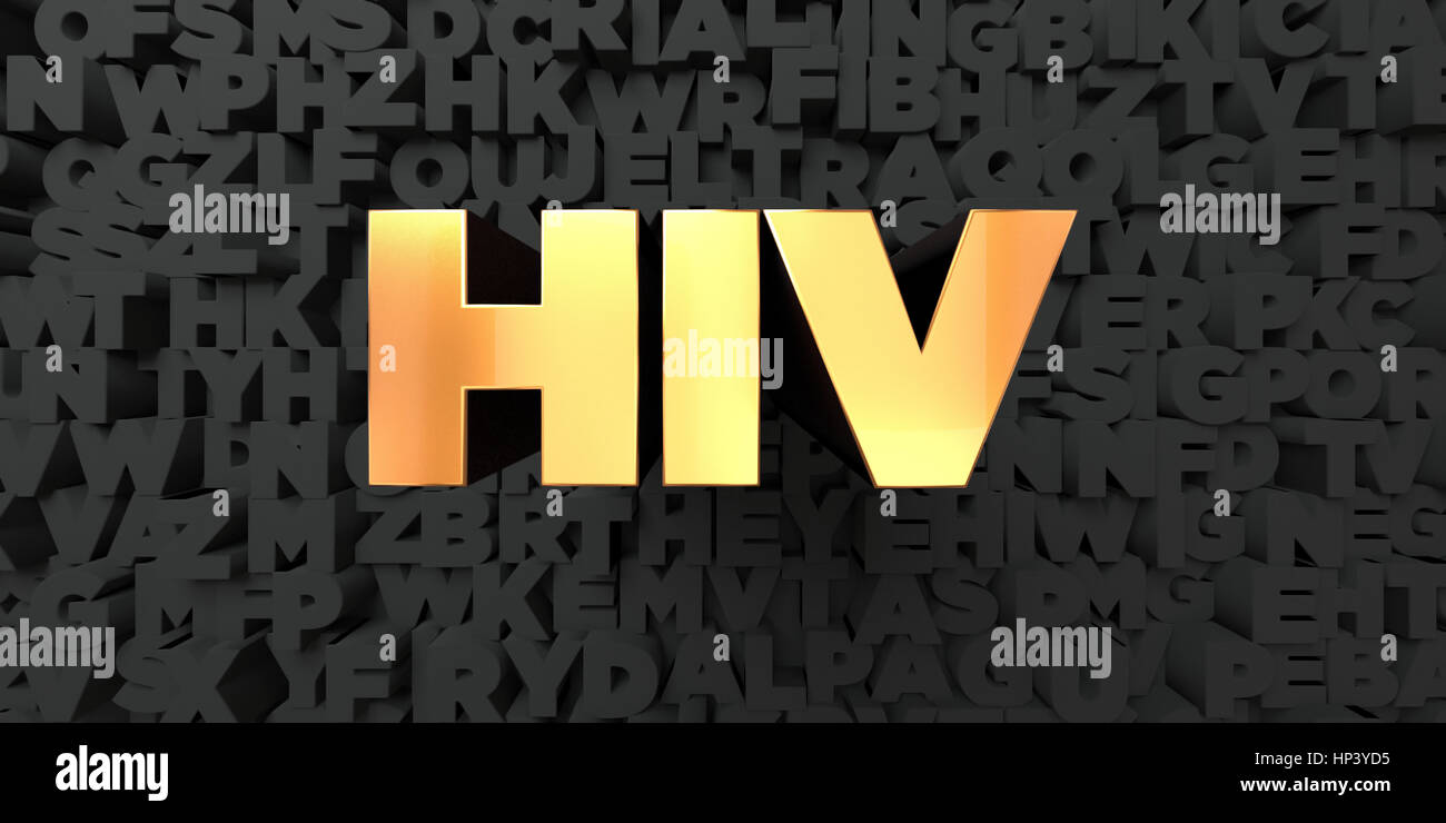 Hiv - Gold text on black background - 3D rendered royalty free stock ...