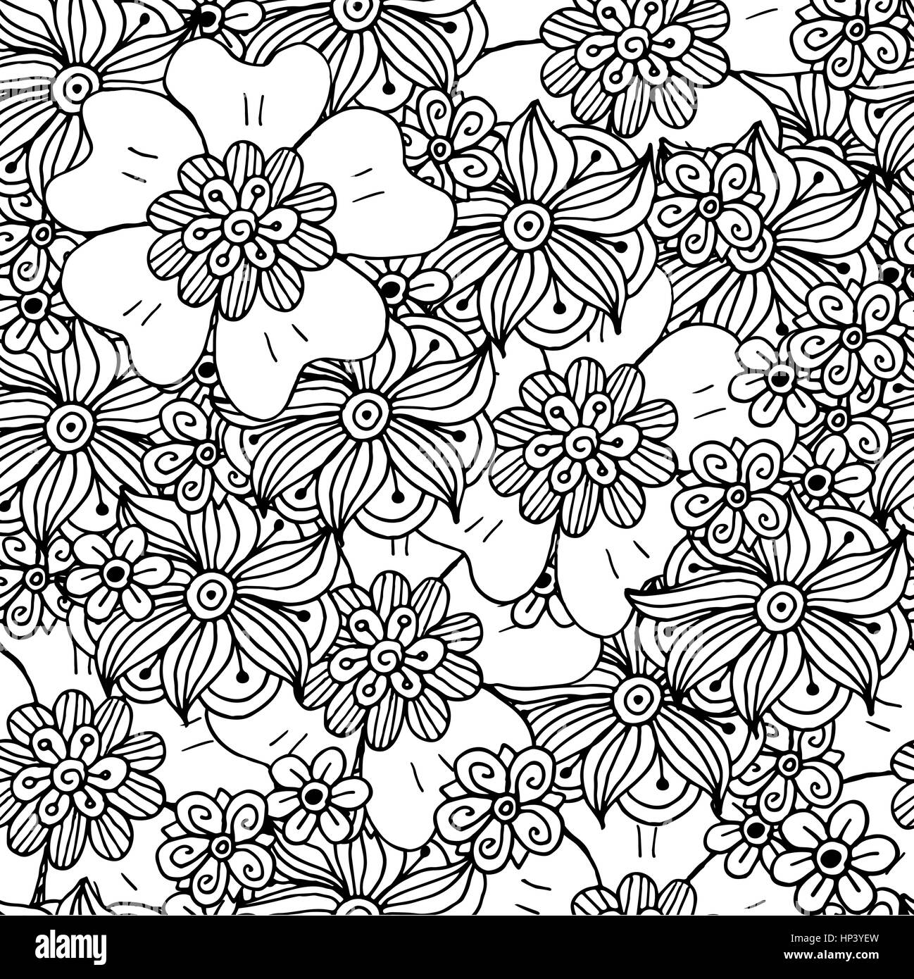 Doodle flower seamless pattern Stock Vector Image & Art - Alamy