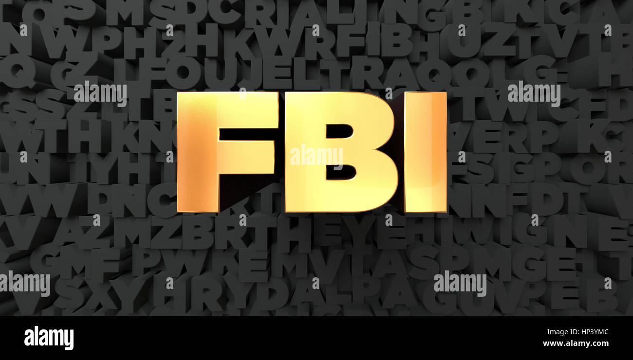 Fbi - Gold text on black background - 3D rendered royalty free stock ...
