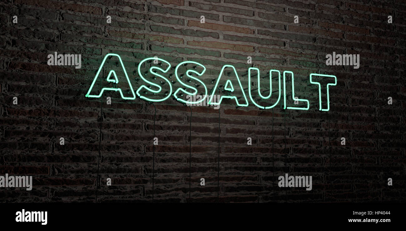 ASSAULT -Realistic Neon Sign on Brick Wall background - 3D rendered ...