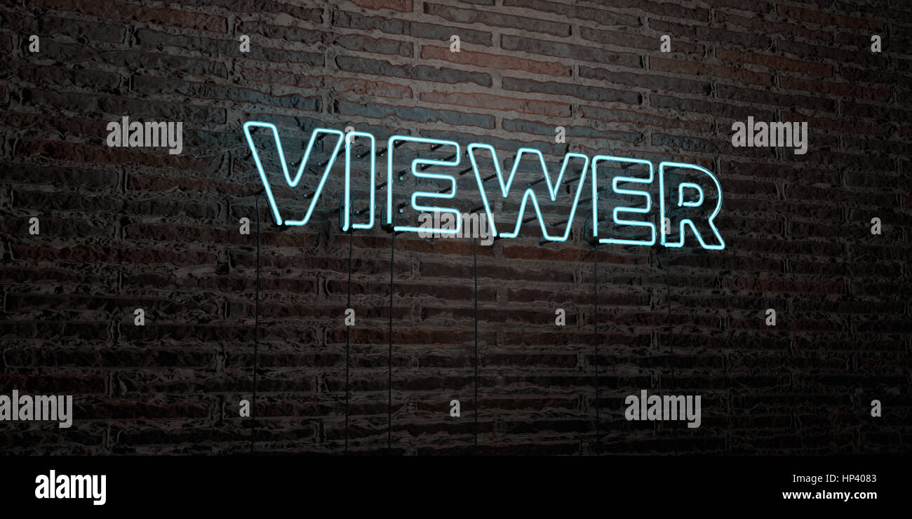 VIEWER -Realistic Neon Sign on Brick Wall background - 3D rendered ...