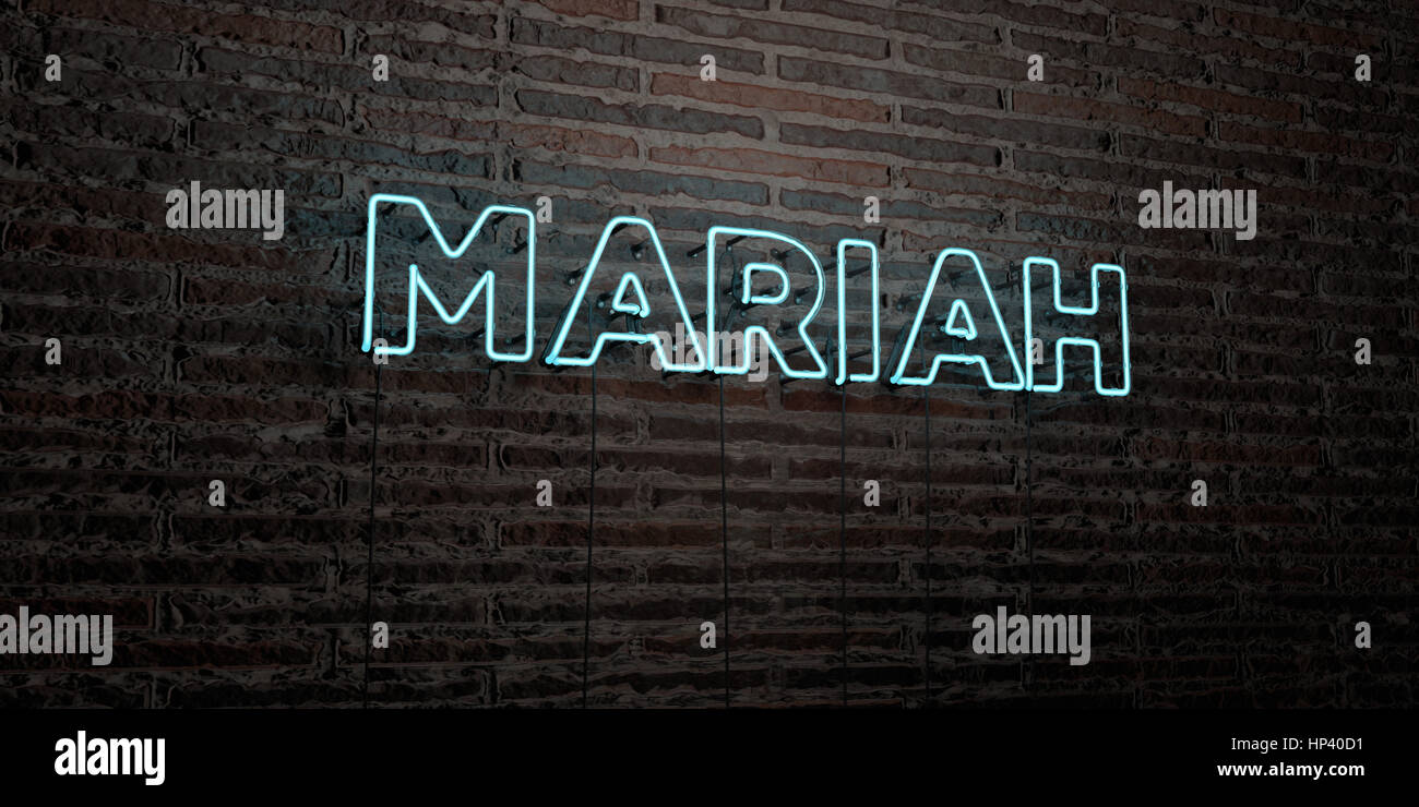 MARIAH -Realistic Neon Sign on Brick Wall background - 3D rendered ...