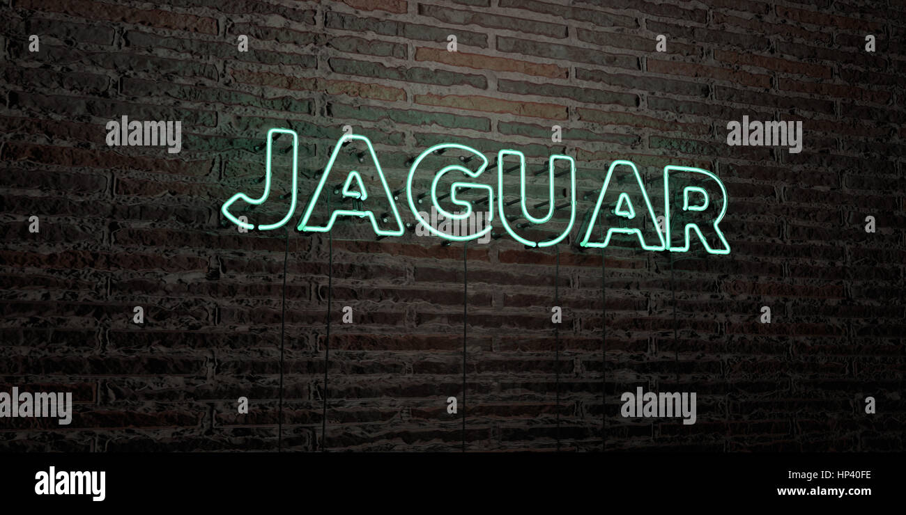 JAGUAR -Realistic Neon Sign on Brick Wall background - 3D rendered ...