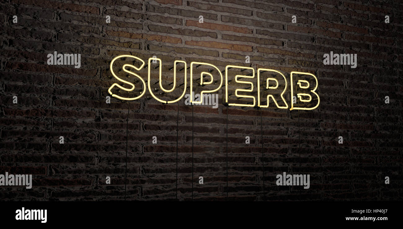 SUPERB -Realistic Neon Sign on Brick Wall background - 3D rendered ...