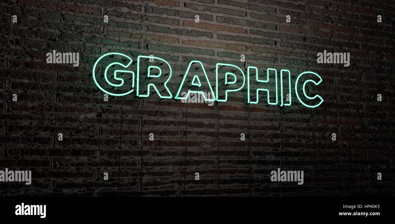 GRAPHIC -Realistic Neon Sign on Brick Wall background - 3D rendered ...