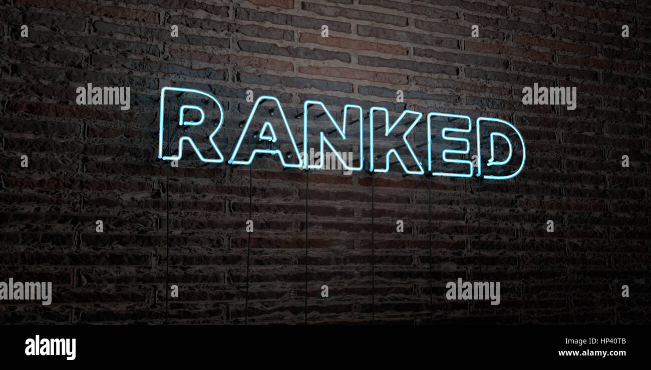 RANKED -Realistic Neon Sign on Brick Wall background - 3D rendered ...