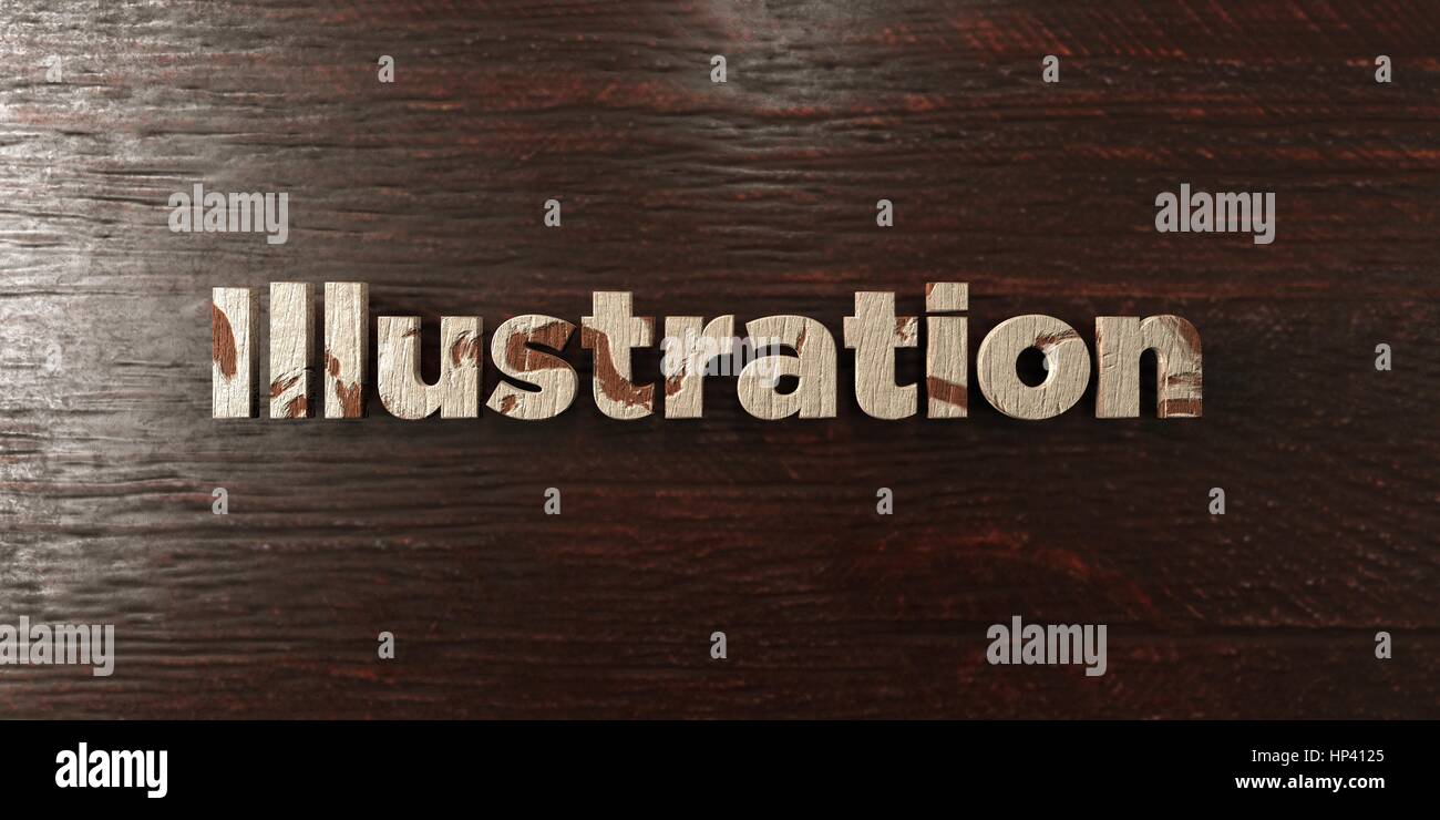 Illustration - grungy wooden headline on Maple - 3D rendered royalty ...