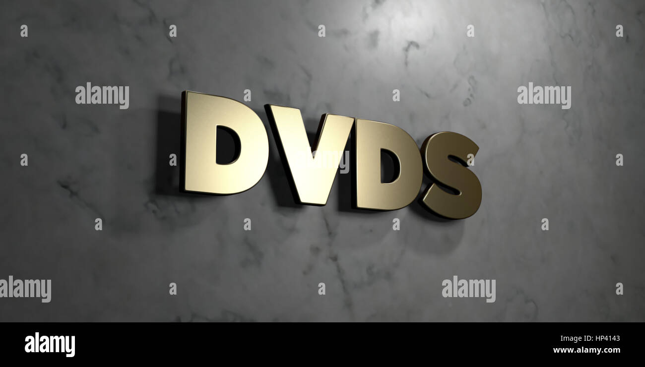 Dvds - Gold sign mounted on glossy marble wall - 3D rendered royalty ...